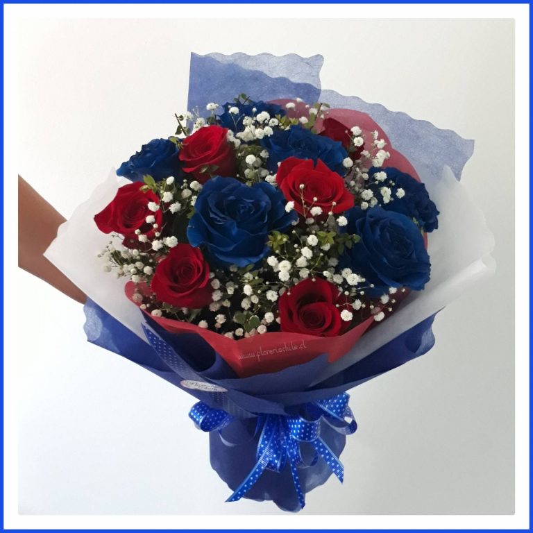 bouquet de 12 rosas azules y rojas - Florería Chile